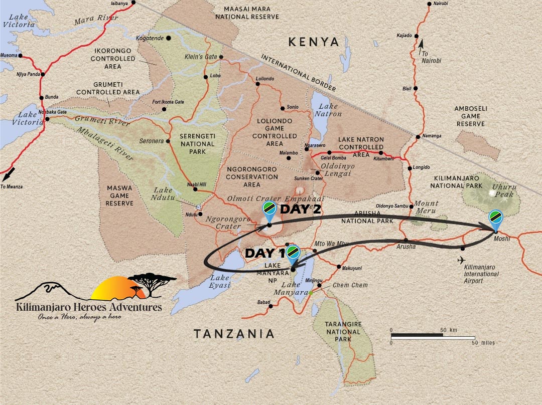 Camping Safari to Lake Manyara & Ngorongoro Crater - 2 Days
